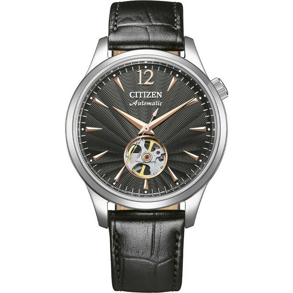 Citizen automatic watch black dial and leather strap | Franco Cuomo ...